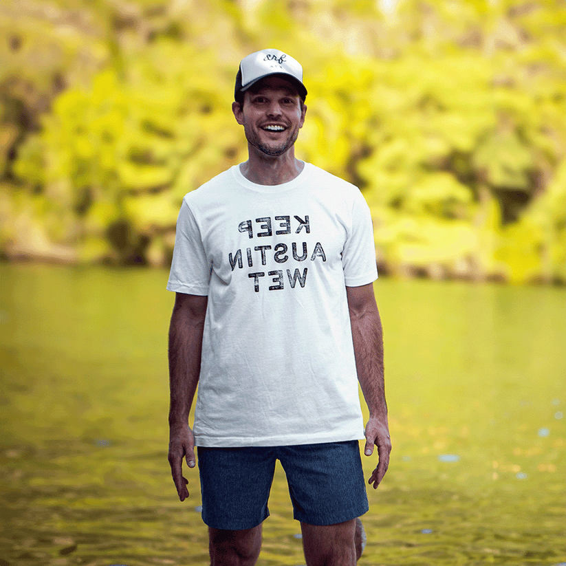 "Keep Austin Wet" White Tee– Electric Surf Co